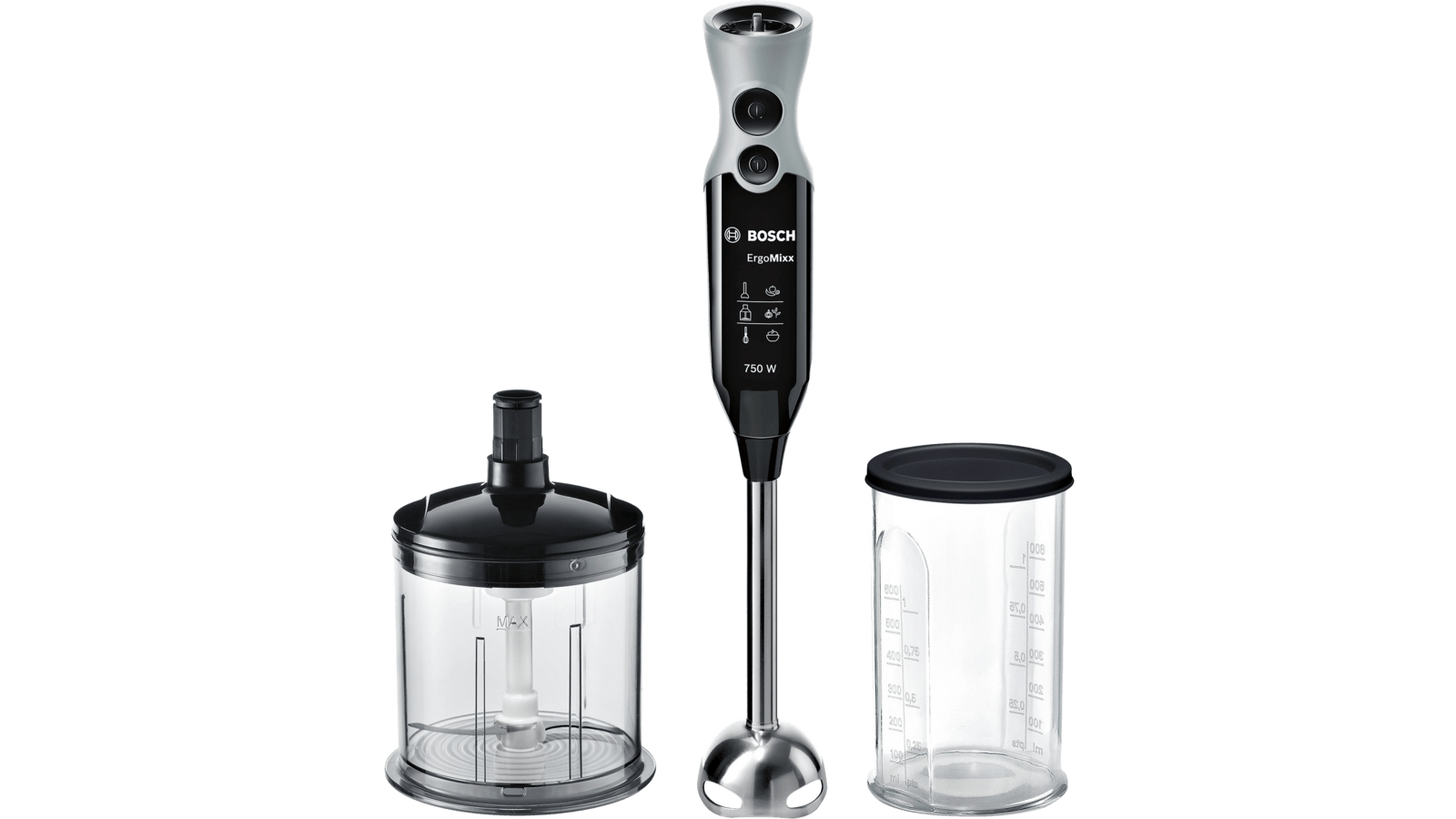 Bosch Ergo Mix Hand Blender with Chopper, 750 Watt - MSM67140