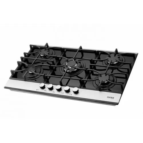 Hans Gas Built-In Hob 5 Burner 90 cm Black Aluminium Control Panel Gla